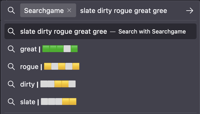 Wordle in the Firefox address bar · eieio.games